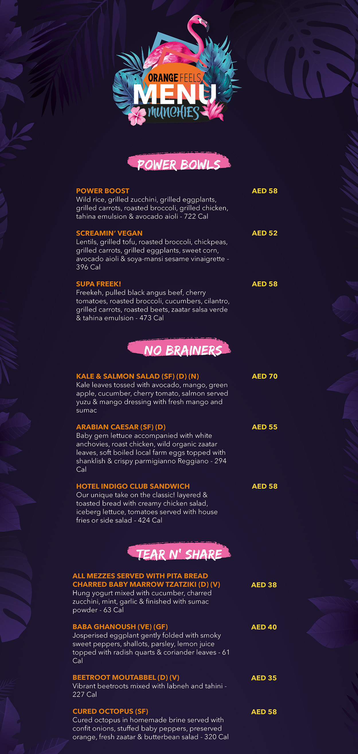 Orange Feels Bar & Shisha Lounge Menu | Hotel Indigo Dubai Downtown